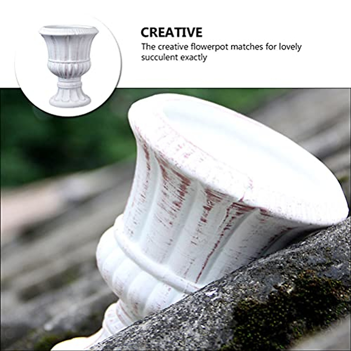 Happyyami 1Pc Tall Succulent Flower Pot Home Decor Balcony Planter Pot Porcelain Planter Pot Bonsai Tree planters for Indoor Plants Garden Roman Pillar Statue Nordic Ceramics White Clay Pot