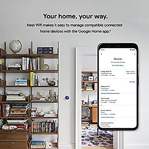 Google Nest Wifi -  AC2200 - Mesh WiFi System -  Wifi Router - 2200 Sq Ft Coverage - 1 pack