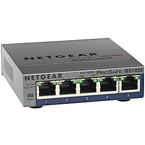 Netgear Prosafe Plus Gs105E 5-Port Gigabit Ethernet Switch - Switch - Unmanaged - 5 X 10/100/1000 - Desktop