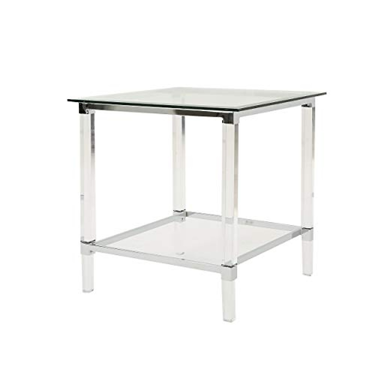 Christopher Knight Home Orianna Acrylic and Tempered Glass Square Side Table, Clear, 24 in x 24 in x 24 in