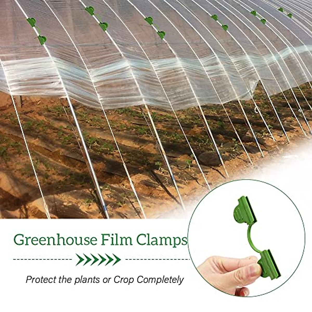 40pcs Greenhouse Clamps, 6mm PP Double Head Fixed Greenhouse Clamp, Plant Stakes Garden Snaps Pipe, Netting Hoop Row Cover, for Home Garden Season Plant Extension Support(Green)