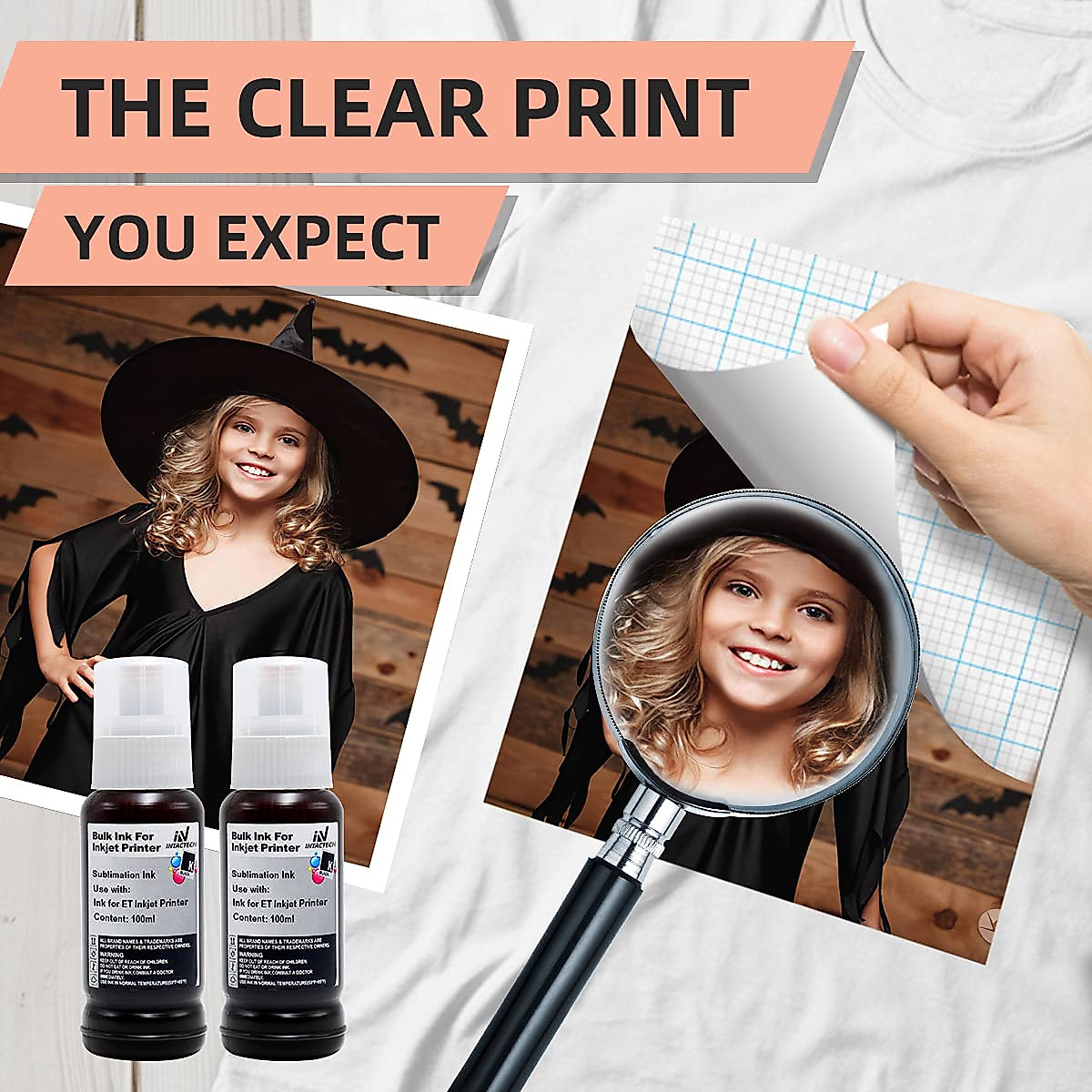 IN INTACTECH Black Sublimation Ink Refill for EcoTank Supertank Printers ET-2720 ET-15000 ET-4700 ET-2760 ET-3760 ET-4760 ET-2700 ET-2750 ET-4750 / 200ML / Anti-UV/Upgrade Version/ICC Free