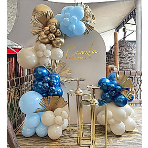 Blue Graduation Balloon Garland Arch Kit Metallic and Macaron Gold and Metallic for Birthday Party Decorations Wedding Bridal Baby Shower Ivory White