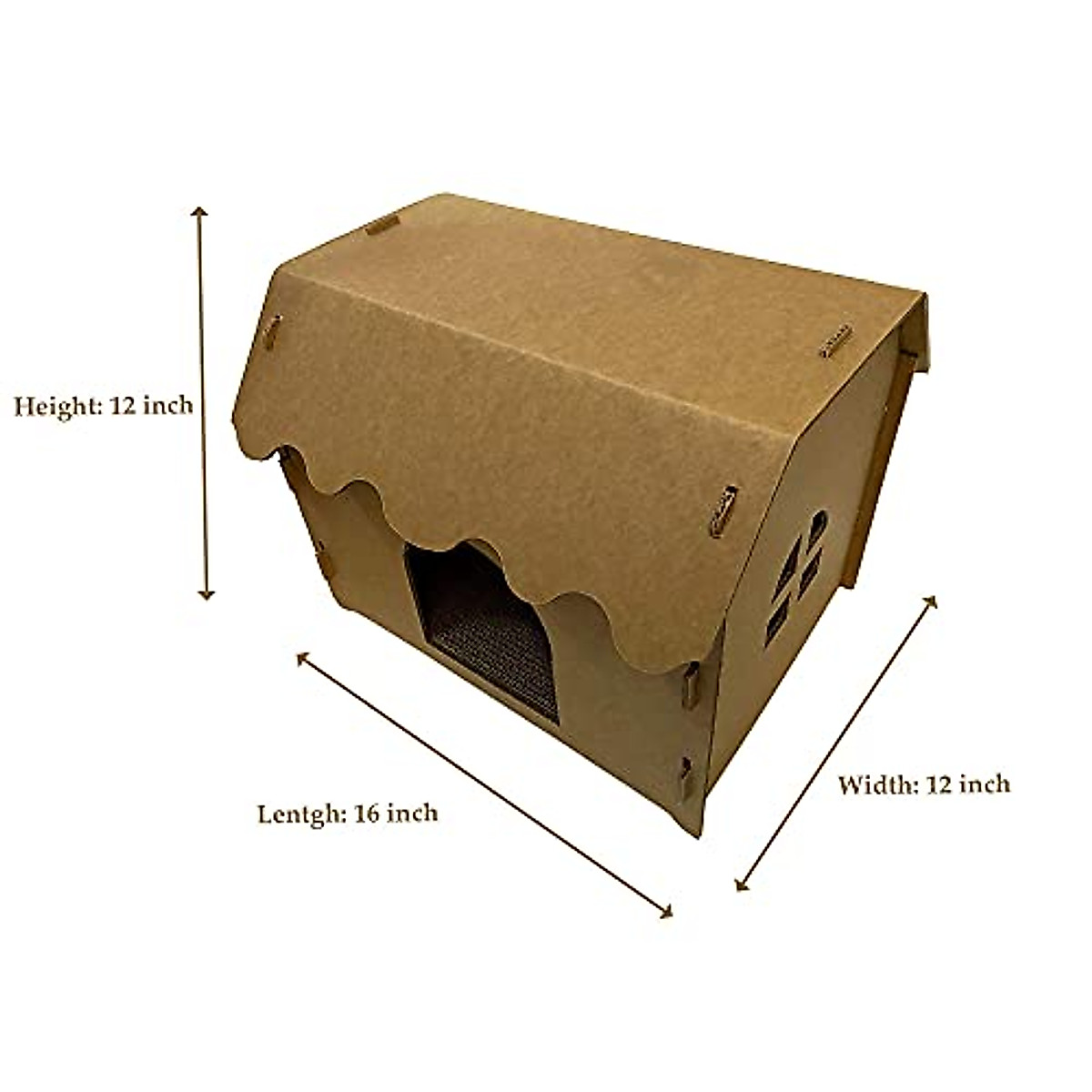 SVY Cozy Cat House with Scratcher Pad, Made of Corrugated Cardboard, Ideal for Cats & Kittens & Small Dogs & Small Animals. (Castle)