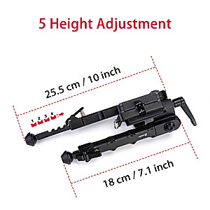 Zeadio Pivot Tiltable Bipod with Sling Mount and Adapter for Picatinny Weaver Rail, 7 to 10 Inches (F19S)