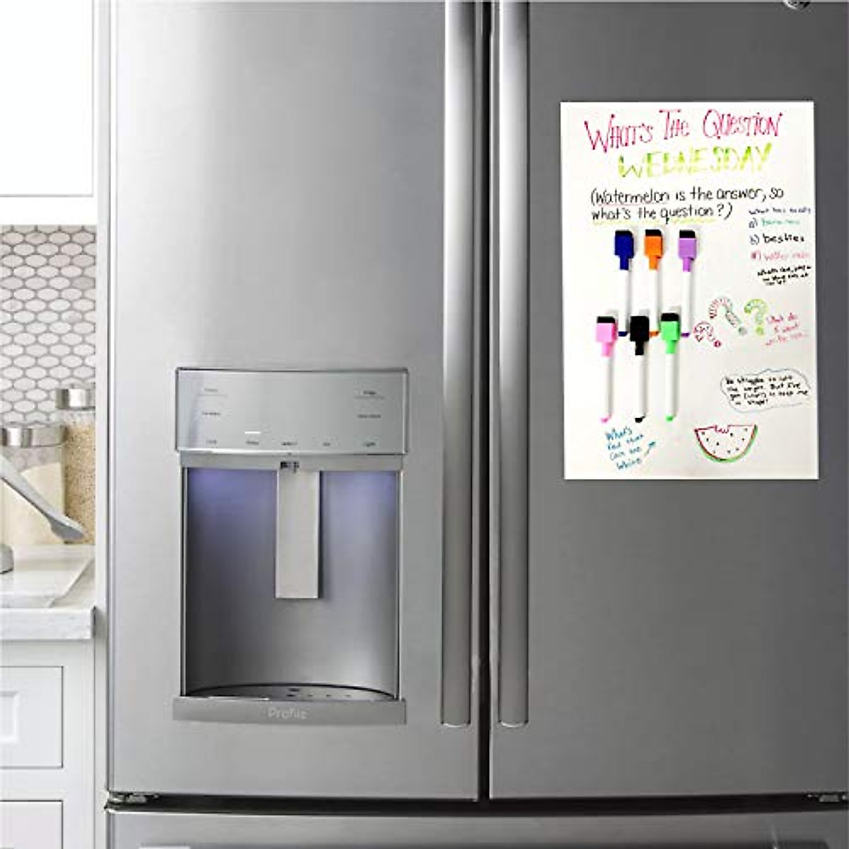 Deke Magnetic Dry Erase whiteboard 17x11. + 6 Dry Eraser Marker W/Erasers School Home Calendar Office Supplies. White Board Dry Wall, Fridge, Refrigerator Expo Small/Large Whiteboards for Refrigerator