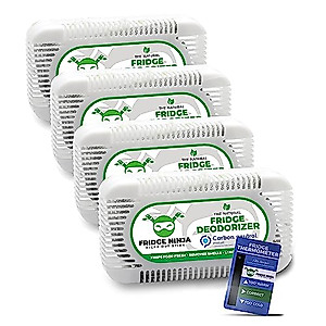 Fridge Ninja Fridge Deodorizer (4 Pack) - More Effective Than Baking Soda - Natural and Unscented Activated Charcoal Refrigerator Deodorizer and Odor Eliminator for Freezers, Coolers, and Lunch Boxes