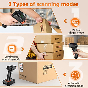 Eyoyo 2D QR Wireless Barcode Scanner, 3 in 1 Bluetooth & USB Wired & Wireless 1D 2D QR Barcode Reader, 2500mAh Cordless Bar Code Scanner for PC, iPhone, iPad, Tablets