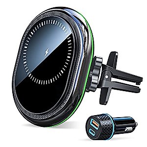 HEGGCOOE Magnetic Wireless Car Charger, 15W Fast Charging Compatible with MagSafe Car Mount Charger Air Vent Phone Holder for iPhone 14/13/12 Series with 45W Fast Car Charger Adapter