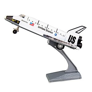 TGRCM-CZ 8'' Space Shuttle,US Discovery Airplane Toys, Alloy Pull Back Aircraft Model with Base LED Light and Sound, Display Plane for Boys Girls Adults Outdoor Games and Decoration, White