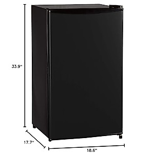Keystone Energy Star 3.3-Cu. Ft. Single-Door Small Refrigerator with Full-Width Freezer Compartment, Compact Drink and Snack Mini Fridge for Dorm Room, Bedroom, Apartment, and Office in Black