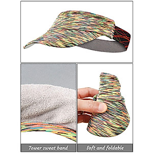 6 Pieces Sport Sun Visor Hat Athletic Visor Cap Adjustable Stretch Band Visor Hat Quick Dry Hat with Sweatband for Women Men Running Jogging Golf Tennis Cycling