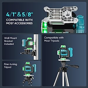 Laser Level, Elikliv Laser Level 360 Self Leveling, 200Ft Green Laser Level Lines Tool, 4x360° Cross Line Laser, Self Leveling Laser Level for Construction＆Picture Hanging,Rechargeable Batterie(16Hrs)