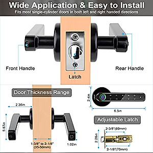 Fingerprint Door Lock Set with Deadbolt, Keyless Entry Door Knob Lock, ERAY Black Keypad Code Door Lever Lock with Handle, Interior Security Lock Kit for Home Hotel Apartment Office Room