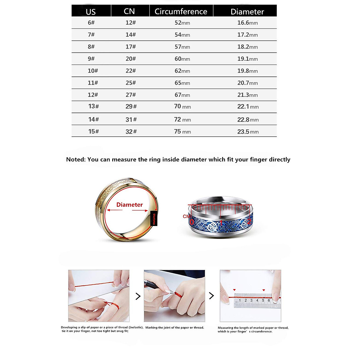 HIJONES Unisex Stainless Steel Fashion Wide Pink Diamond Cut Gemstone Ring Vintage Royal Cocktail Party Jewelry Silver Size 8