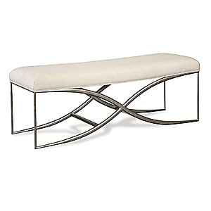 Roundhill Furniture Mantalia Upholstered Bench with Metal Frame, Champagne