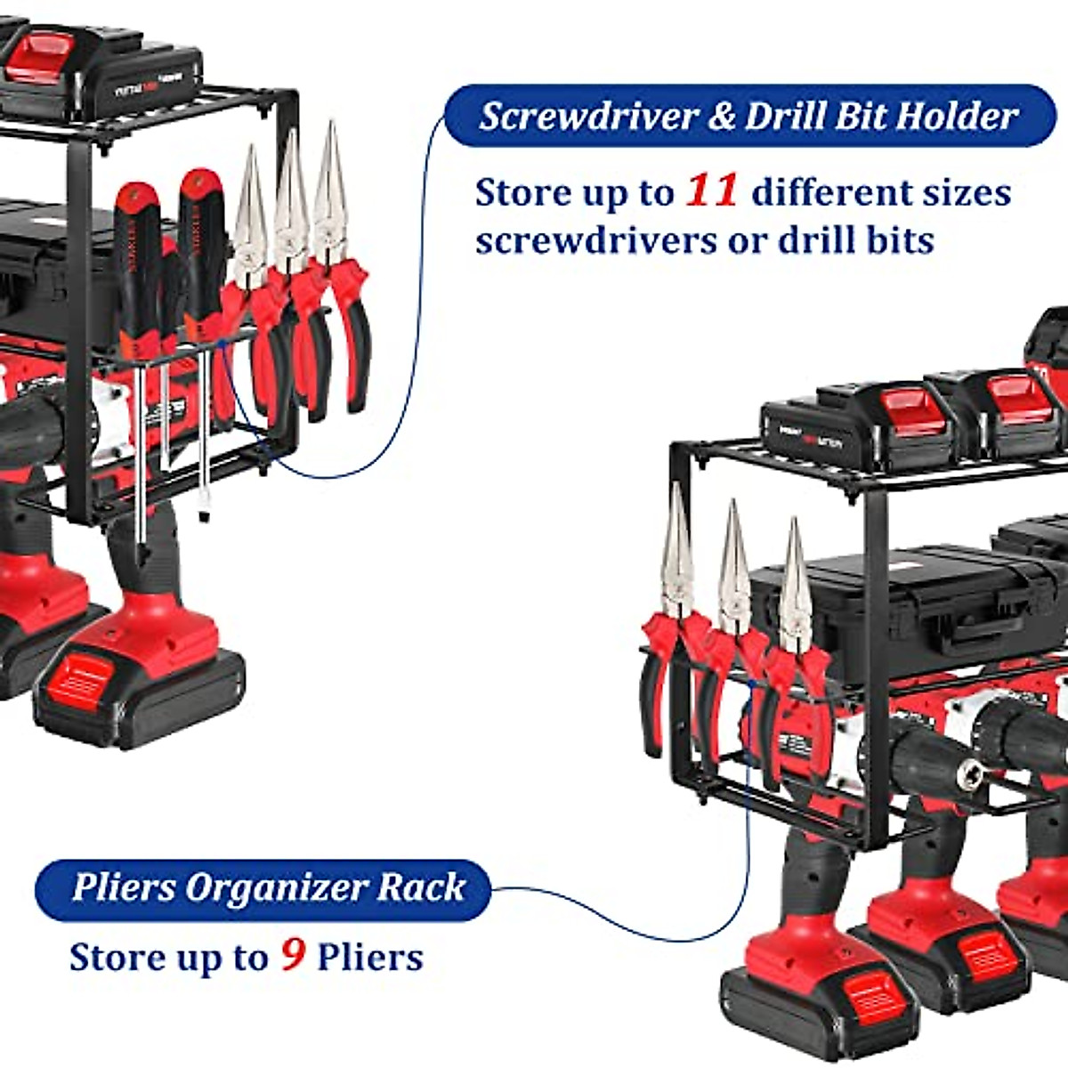 Handwell Tool Storage Organizer, 3 Layers, Heavy Duty Steel, Wall Mounted, Tool Rack for Tool Room, Workshop, Garage