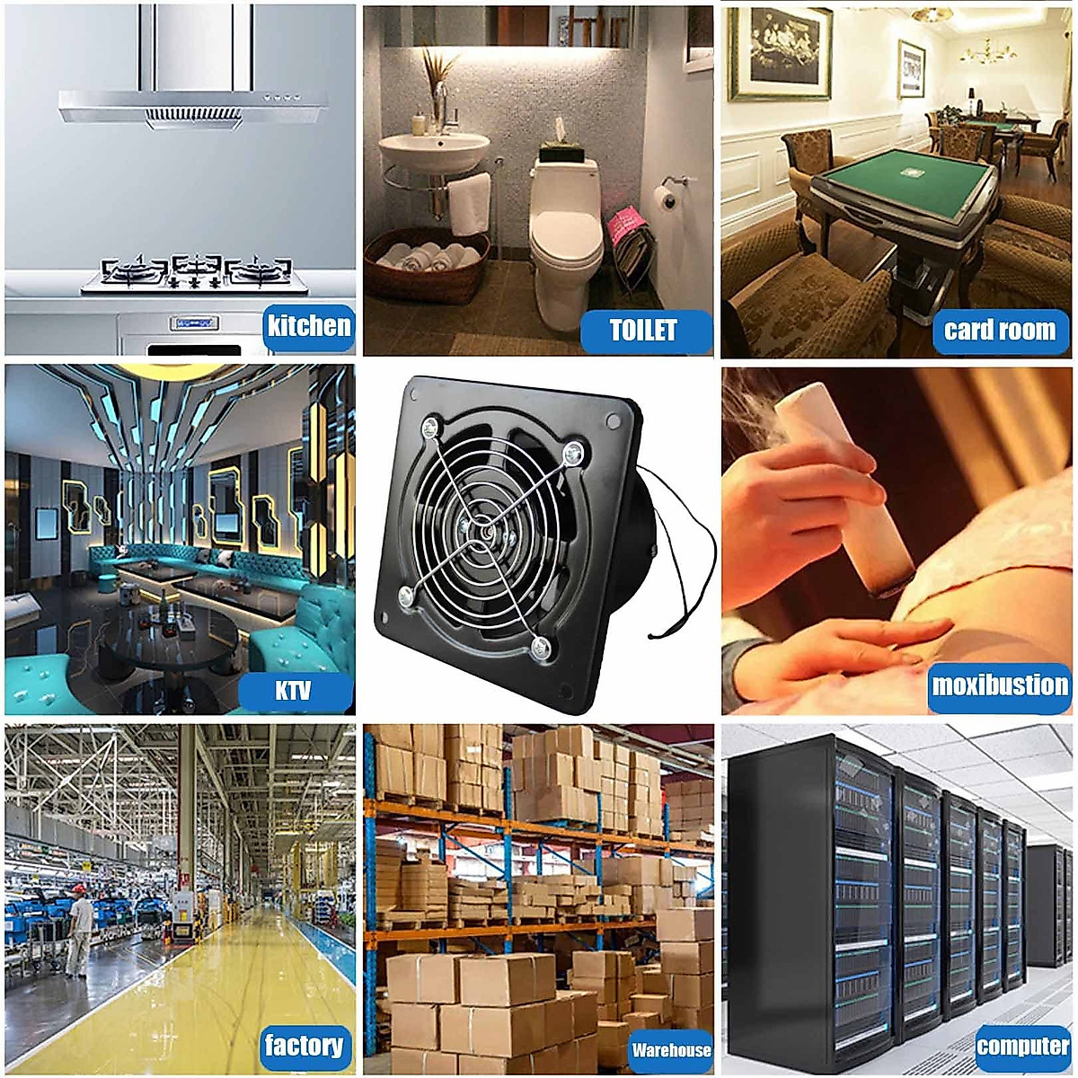 JIONET 4 Inch Exhaust Fan Through Wall Extractor Exhaust Ventilation Fan 110V Exhaust Smoke Fan Ventilation with Anti-backflow Check Valve for Home Office Kitchen (Size : Black)