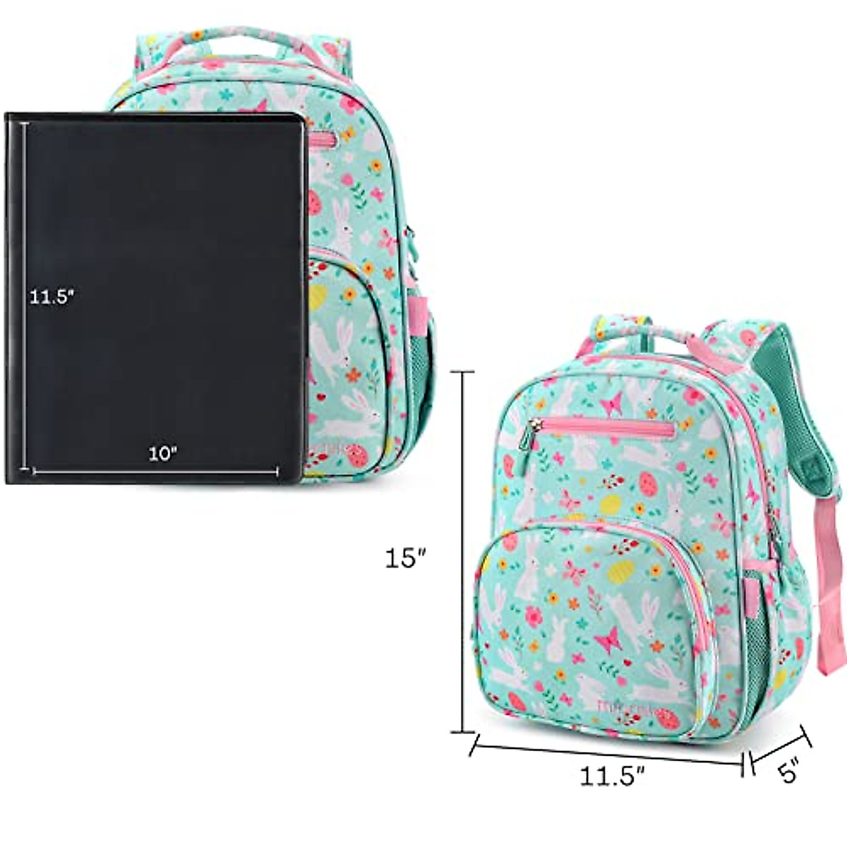 mibasies Girls Backpack for Elementary School, Backpack for Girls 5-8, Lightweight Kids Backpacks for Girls(Rabbit)