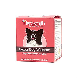 Herbsmith Senior Dog Wisdom – Dog Dementia Supplement – DHA for Senior Dog Brain Health - Senior Supplement for Dogs- 60ct Small Chews