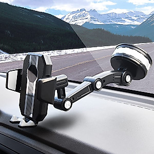 Car Phone Mount, 360° Rotatable Upgraded Phone Holder with Suction Cup for Dashboard, Windshield, Universal for iPhone 13/12 Pro, Pro Max, XS, XR, Samsung, Andriod, More Devices,Car Accessories