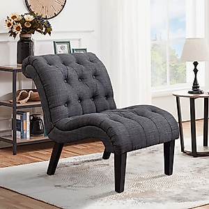 HAOBO Home Accent Chair Button Tufted Slipper Chair Armless Side Chair for Living Room Dining Room Bedroom Funiture