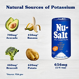 NU Salt Sodium-Free Salt Substitute (2 Pack) Contains Potassium Chloride, Table Salt Alternative, Vegan, Good for Chips, Pretzels, French Fries, Popcorn Seasoning, 3oz Shaker Bottle