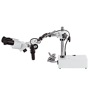 AmScope SE410 Professional Binocular Stereo Microscope, WF10x Eyepieces, 10X Magnification, 1X Objective, Tungsten Lighting, Boom-Arm Stand, 110V-120V