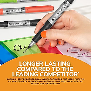 BIC Intensity Black Permanent Markers, Fine Point, 5-Count Pack of Black Markers With Non-Slip Grip for Comfort and Control