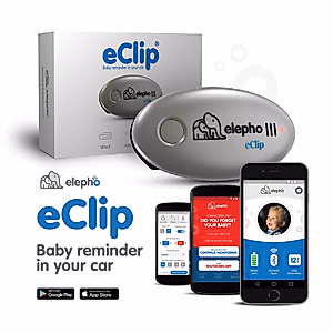 Elepho eClip Baby Safety Reminder for Car | Easily Attaches to Infant Car Seat, Seat Belt or Diaper Bag | Smartphone App Sends Automatic Alerts via Bluetooth for Temperature & Proximity Warnings