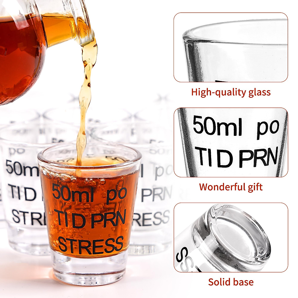 Kolewo4ever 24 Pieces Funny Nurse Shot Glasses Nurse Week Gift Pharmacy Technician Gifts for Women Men 1.75 oz Prescription Shot Glass for Nursing School Student Graduation Nurses Day (Style-1)