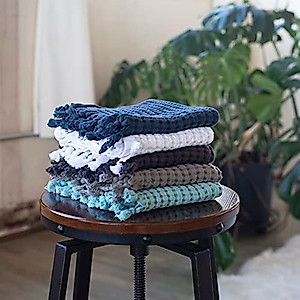 GILDEN TREE Decorative Waffle Hand Towels for Bathroom, Quick Drying Fingertip Towel, Modern Style (Midnight Blue)