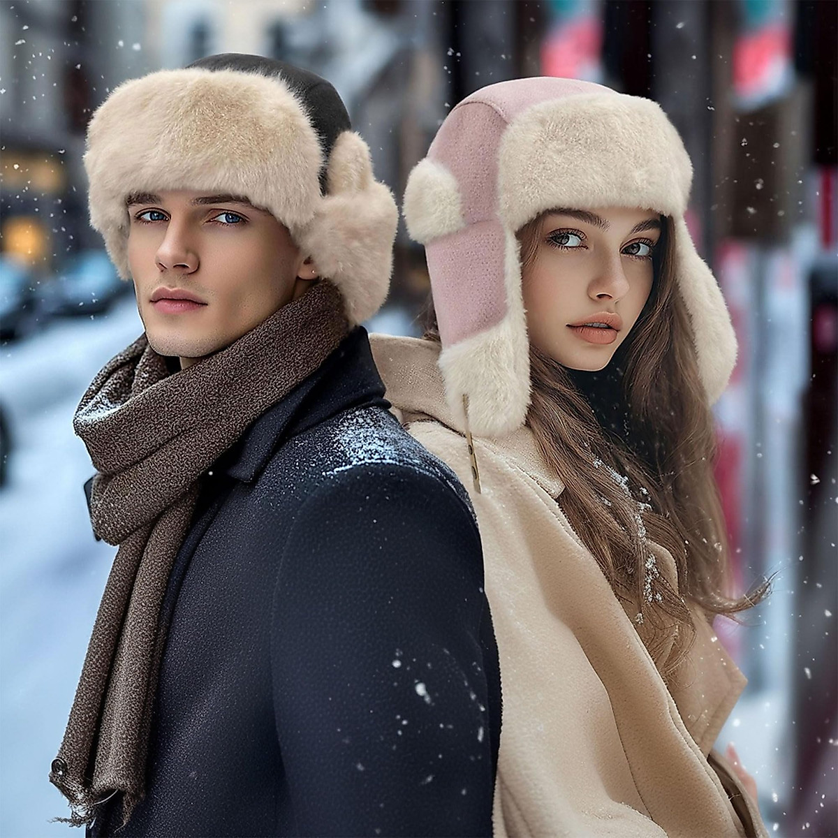 CLAPE Winter Trapper Hats Warm Russian Trooper Faux Fur Hat with Ear Flap Aviator Cap Unisex Ushanka Hat for Hunting