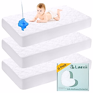 Looxii Waterproof Crib Mattress Protector 3 Pack Crib Mattress Pad Cover Soft and Breathable Absorbent Crib Toddler Mattress Cover