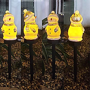 Solar LED Christmas Garden Lawns Snowman Plug Lights,Waterproof Courtyard Solar Stake Decorations Light,Solar Garden Light,Christmas Party Home Outdoor Landscape Pathway Lighting Ornaments