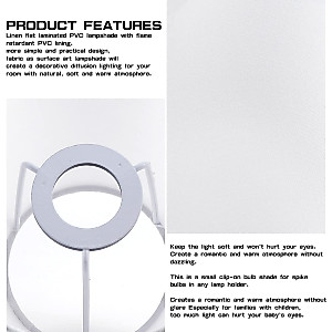 2pcs Small Lamp Shade Linen Fabric Clip On Bulb Lampshade Barrel Cloth Lamp Cover Replacement Linen Lampshade for Bedroom, Bedside Table Lamp, Wall Lamp(White)