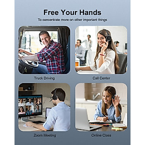TZS Trucker Bluetooth Headset, Wireless Headset with ENC Noise Cancelling & Mute Button Microphone, V5.0 Handfree Bluetooth Headphone for Driving/Business/Office Compatible with iPhone and Android