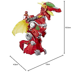 Playskool Heroes Power Rangers Red Ranger & Dragon Thunderzord, 3" Action Figure, 14" Zord, Lights & Sounds, Collectible Toys for Kids Ages 3 & Up
