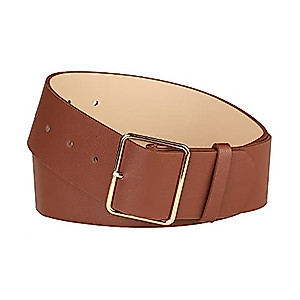 Allegra K PU Leather Belts for Women Metal Pin Buckle 2 inches Wide Belt for Dress Pants Fit waist 77-95cm/30-37 Brown