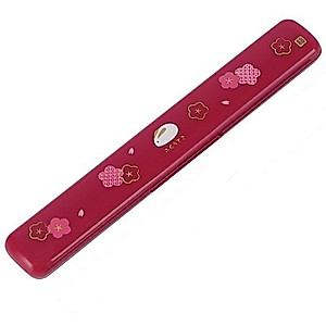 Skater Japanese Rabbit Blossom Chopstick and Case, Red