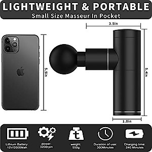 Aroprank Mini Massage Gun, Muscle Massage Gun, Upgrade Powerful Portable Percussion Massage Gun Deep Tissue for Athletes, Back Massager Gun Handheld for Back Neck Shoulder Body Pain, Gifts for Him/Men