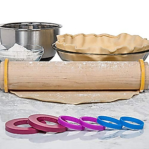GreenOlive Rolling Pin Guide Ring Spacer Bands (8 Piece Set) Multicolored Flexible Silicone Slip On Baking Accessories Fit 1 3/4” to 2” Wide Dough Rollers