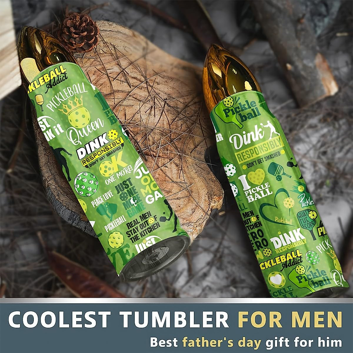 NAMRIST Pickleball Bullet Tumbler 17oz Stainless Steel Vacuum Insulated Sports Tumblers Double Wall Thermal Flask Travel Cup Gifts for Dad Husband Boyfriends Women Birthday