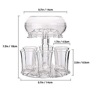 6 Shot Glass Dispenser and Holder, Wine Decanter and Bar Shot Dispenser with 6 Pcs Acrylic Cup, Cocktail Dispenser, Dispenser for Filling Liquids, Carrier Liquor Dispenser Drinking Tool for Party