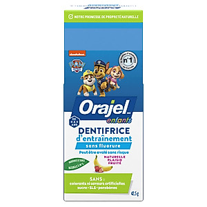 Orajel Kids Paw Patrol Fluoride-Free Training Toothpaste, Natural Fruity Fun Flavor, #1 Pediatrician Recommended Fluoride-Free Toothpaste, 1.5oz Tube