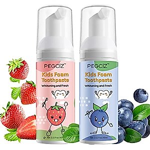 Foam Toothpaste Kids,Foaming Toothpaste Kids for U Shaped Toothbrush,Natural Formula Toothpaste,Deeply Cleaning Gums,Kids Oral Care Toothpaste, (Strawberry &Blueberry)