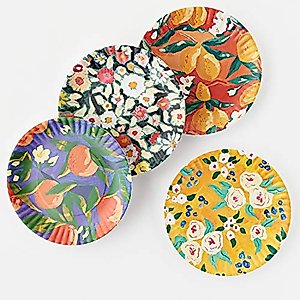 Fruits and Florals Melamine Plates - Set of 4