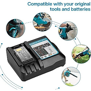 Powilling DC18RC Lithium-Ion Battery Charger with LED Screen for Makita 14.4V-18V Lithium-ion Battery BL1830 BL1840 BL1850 BL1815