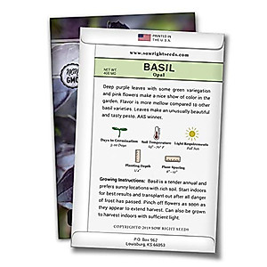 Sow Right Seeds - Basil Seed Collection to Plant - Genovese Sweet Basil, Thai Basil, Opal Basil, Non-GMO Heirloom Seeds - Instructions for Planting Indoors or Outdoor; Great Gardening Gift