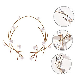 FOMIYES 2pcs/set Headgear Ladies Headbands Rhinestone Headband Metal Headband Wedding Hair Side Piece Bridal Hair Accessories Wedding Hair Jewelry Women Peal Hair Accessories Flowers Alloy